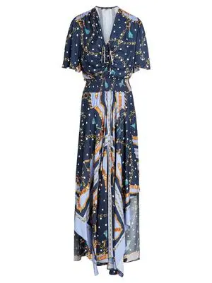 Maje Printed Crepe Maxi Dress - Navy