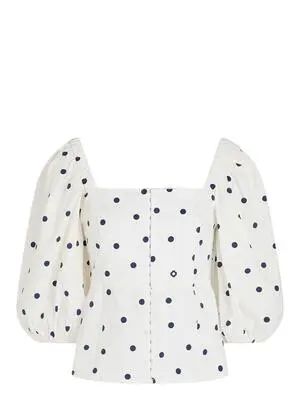 Maje Polkadot Stretch-cotton Poplin Top - Ivory