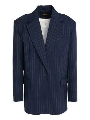Maje Pinstriped Wool-blend Twill Blazer - Navy