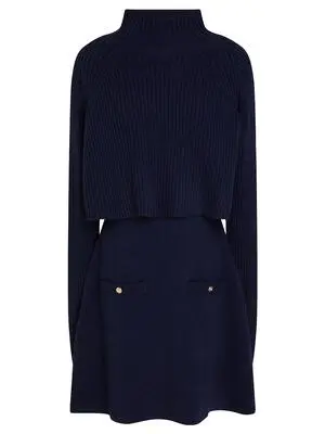 Maje Convertible Knitted Mini Dress And Sweater Set Navy