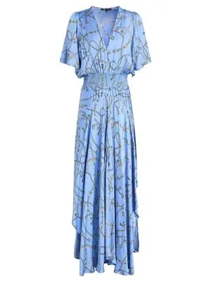 Maje Printed Asymmetric Maxi Dress - Light Blue