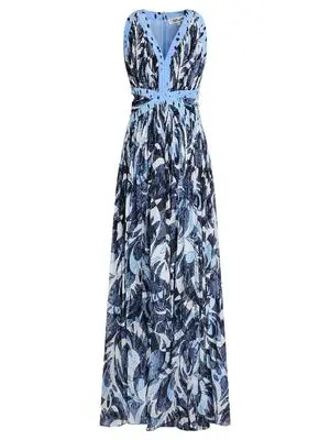 Diane Von Furstenberg Levada Printed Plissé-georgette Maxi Dress - Midnight Blue