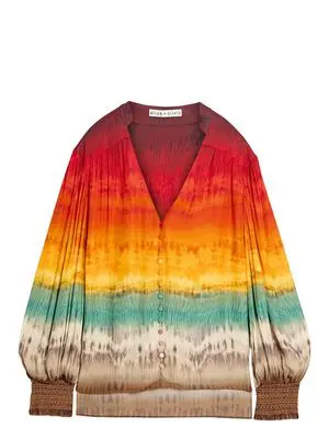 Alice + Olivia Serena Tie-dyed Blouse - Orange