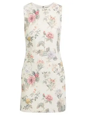Alice + Olivia Floral-print Tweed Mini Dress - Off-white