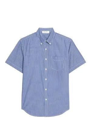 ALEX MILL Mill Striped Cottonpoplin Shirt - Cobalt Blue