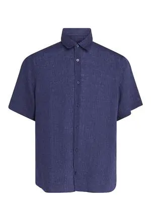 Frescobol Carioca Castro Linen Shirt - Midnight Blue