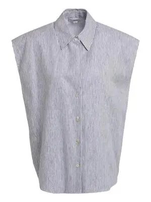 Vince Striped Linen And Cotton-blend Shirt - Anthracite