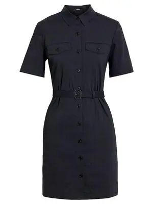 Theory Linen-blend Mini Shirt Dress - Charcoal
