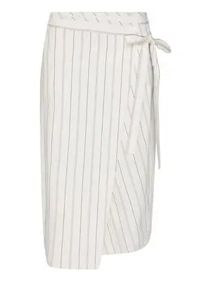Vince Striped Denim Wrap-effect Midi Skirt - Off-white