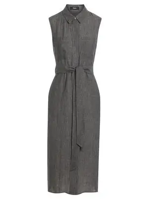 Theory Hemp Midi Shirt Dress - Dark Gray