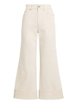 Veronica Beard Taylor Cropped Wide-leg Jeans - Ecru