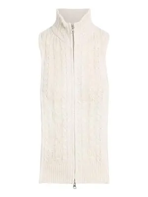 Veronica Beard Zander Cable-knit Linen And Silk-blend Dickey - Ivory