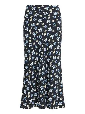 Veronica Beard Clover Floral-print Jacquard Midi Skirt - Navy