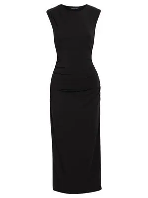 Veronica Beard Baxter Ruched Lyocell-blend Midi Dress - Black