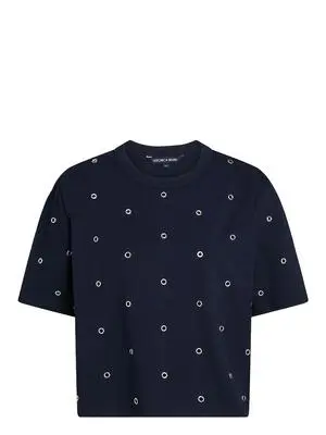 Veronica Beard Sebastian Eyelet-embellished T-shirt - Navy