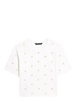 Veronica Beard Sebastian Eyelet-embellished T-shirt - White