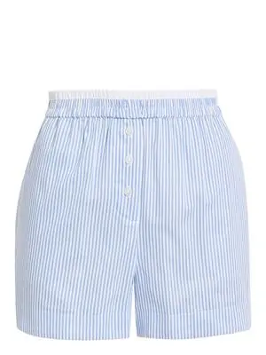 Simkhai Sarah Striped Cotton-poplin Shorts - Light Blue