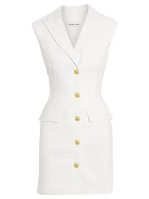 Veronica Beard Fairfax Linen-blend Twill Mini Dress - Off-white