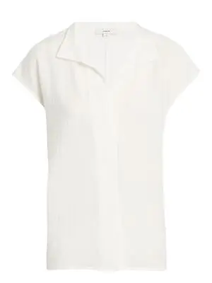 Vince Crinkled Voile Top - White
