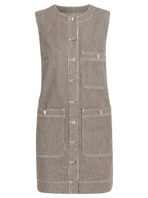 Veronica Beard Oakley Striped Denim Mini Dress - Dark Brown