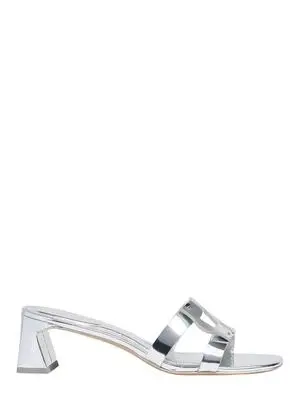 Simkhai Monogram Appliquéd Mirrored-leather Mules - Silver