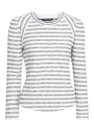 Veronica Beard Mason Striped Pima Cotton-jersey Top - White