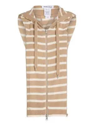 Veronica Beard Striped Wool And Cashmere-blend Hooded Dickey - Sand