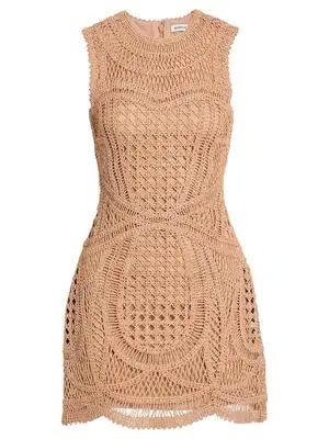 Simkhai Coen Raffiablend Macramé Mini Dress - Sand
