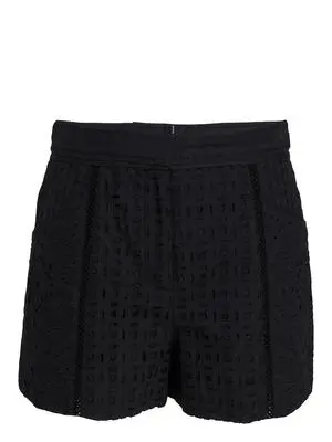 Veronica Beard Fabian Broderie Anglaise Cotton Shorts - Black