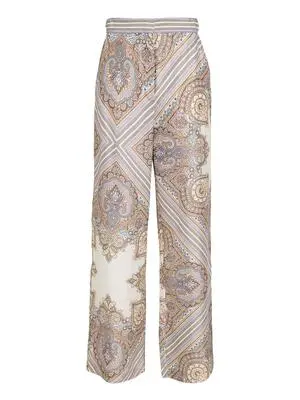 Veronica Beard Printed Silk Wide-leg Pants - Light Blue