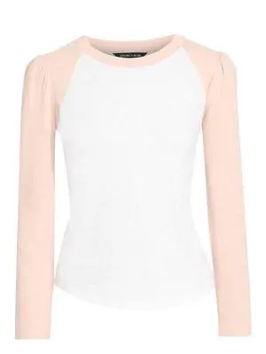 Veronica Beard Mason Two-tone Pima Cotton-jersey Top - Pastel Pink