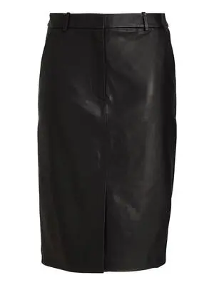 Veronica Beard Leather Midi Skirt - Black