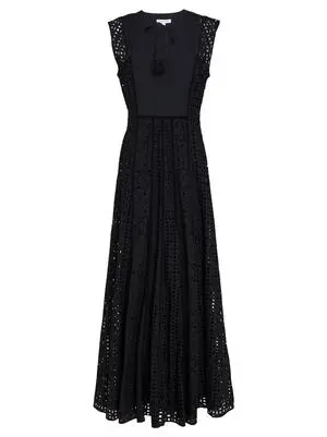 Veronica Beard Alina Broderie Anglaise Cotton Maxi Dress - Black