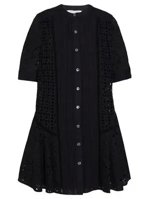 Veronica Beard Dara Broderie Anglaise Mini Dress - Black