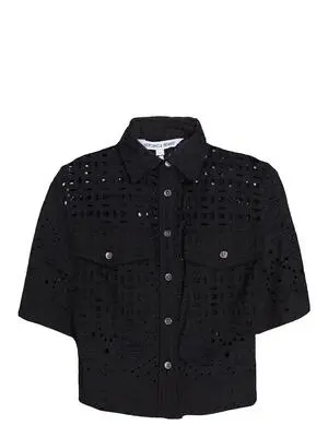 Veronica Beard Spruce Broderie Anglaise Cotton Shirt - Black