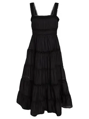 Veronica Beard Lucien Tiered Ramie Midi Dress - Black