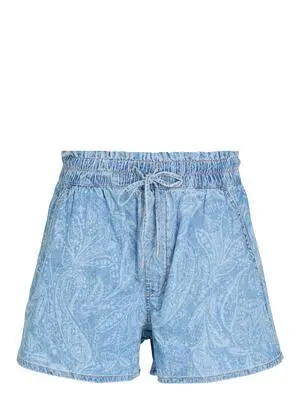 Veronica Beard Wilder Floral-print Denim Shorts - Mid Denim