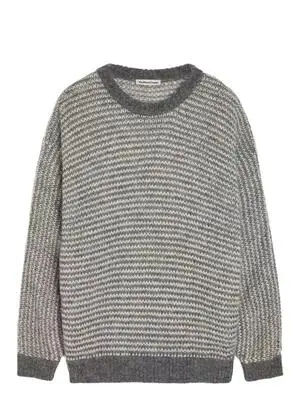 You Must Create Striped Crew-neck Sweater - Grey