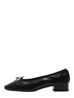 AeydĒ Onda Leather Bow Flats - Black