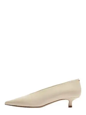 AeydĒ Clara Leather Kitten Heel Pumps - Creamy