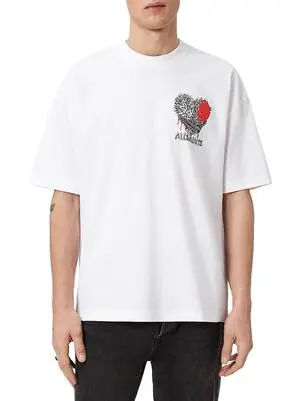 ALLSAINTS Heart Graphic Oversized Tee - Optic White