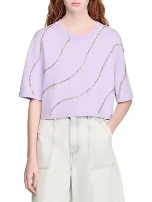 Sandro Cropped Tee - Mauve