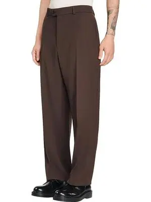 Sandro Oversized Fit Wool Suit Trousers - Chocolate