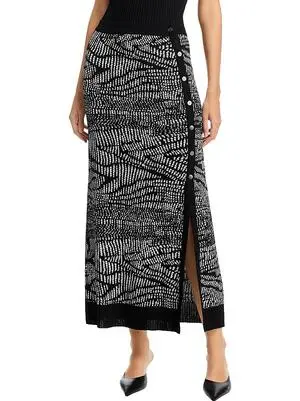 Misook Abstract Animal Print Knit Skirt - Black/white