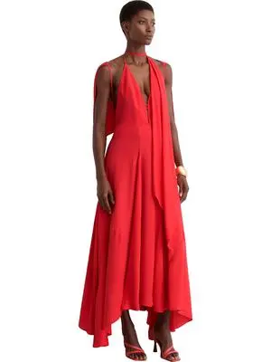 REISS Evory Strappy Draped Cape Maxi Dress - Orange