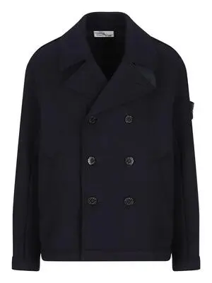 Stone Island Double-breasted Coat - Blue