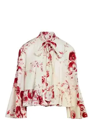 Giambattista Valli Bow-detail Floral-print Blouse - White