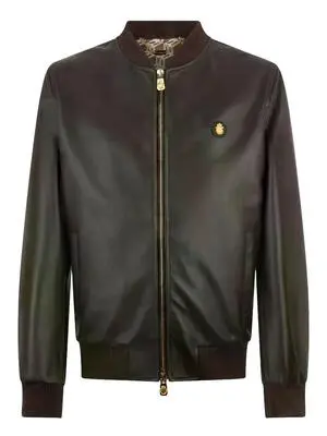 BILLIONAIRE Leather Zip-up Jacket - Brown