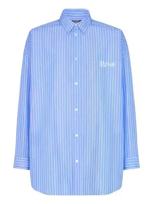 Balmain Striped Relaxed-fit Shirt - Blue