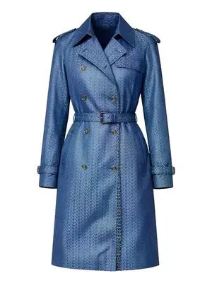 Michael Kors Logo-pattern Belted Trench Coat - Blue
